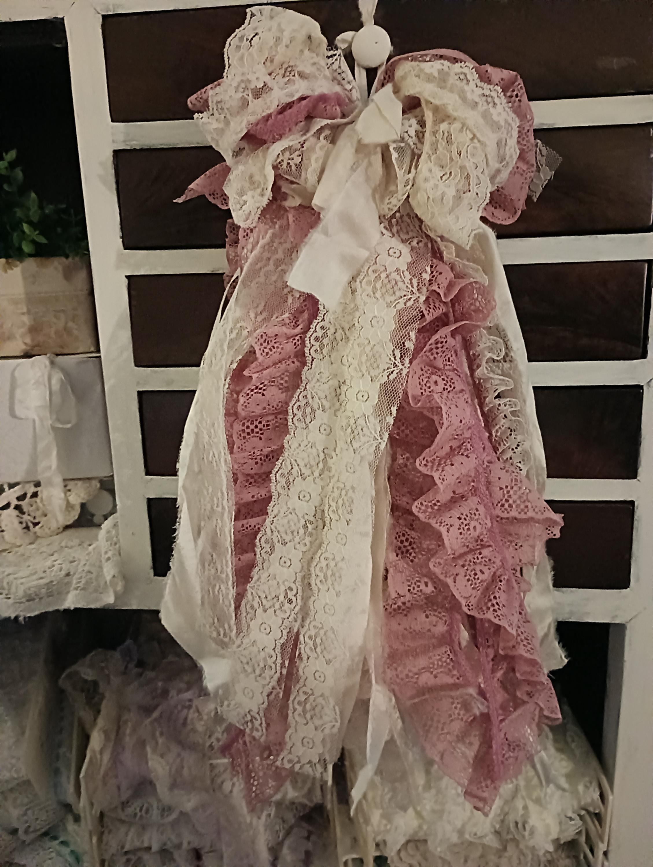 Lace Bows Shabby Farmhouse Cottage Blush and Cream Bow, Rag Bow,wedding ...