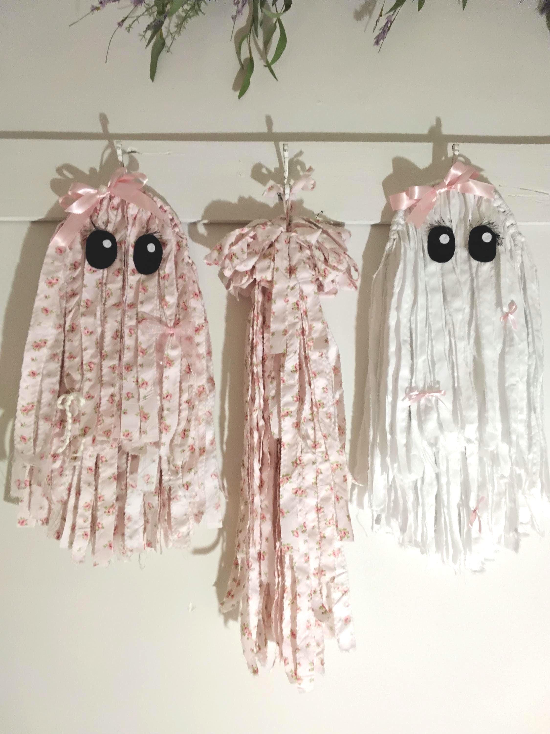 Halloween Shabby Chic Pink Bow Rag Ghost, Pink Bow Ghost, Pink ...