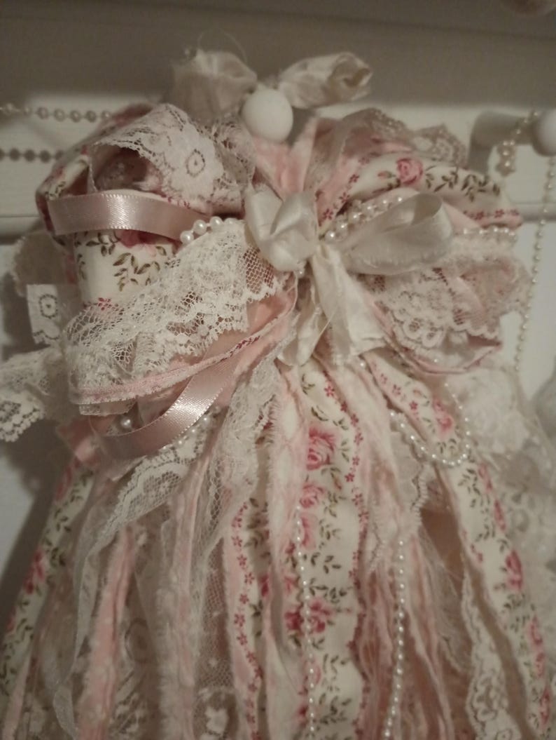 Lace Bows-shabby Chic French Farmhouse Cottage Pink Rose Bow,rag Bow ...