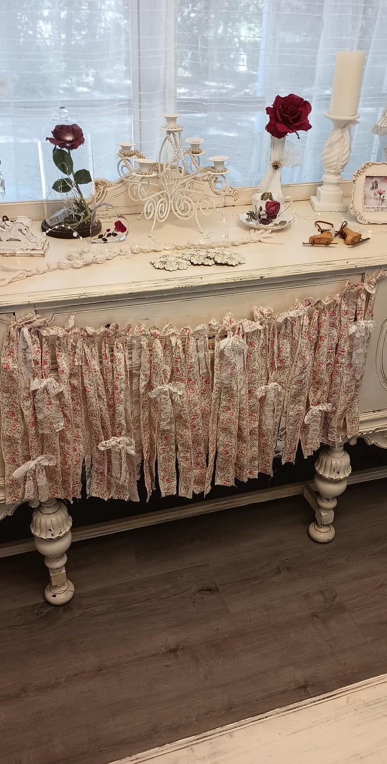 Garland- "prairie Rose" Drop Rag Garland, French Country, Cottage ...