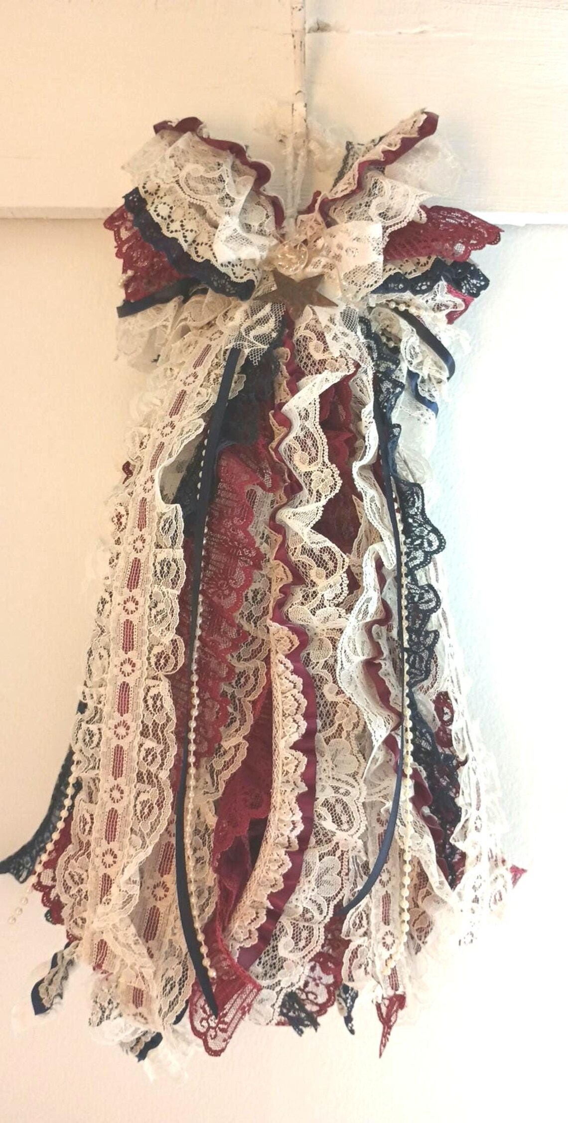 Luxury Edition Primitive Lace Bows,rustic Bow,shabby Chic, Americana ...