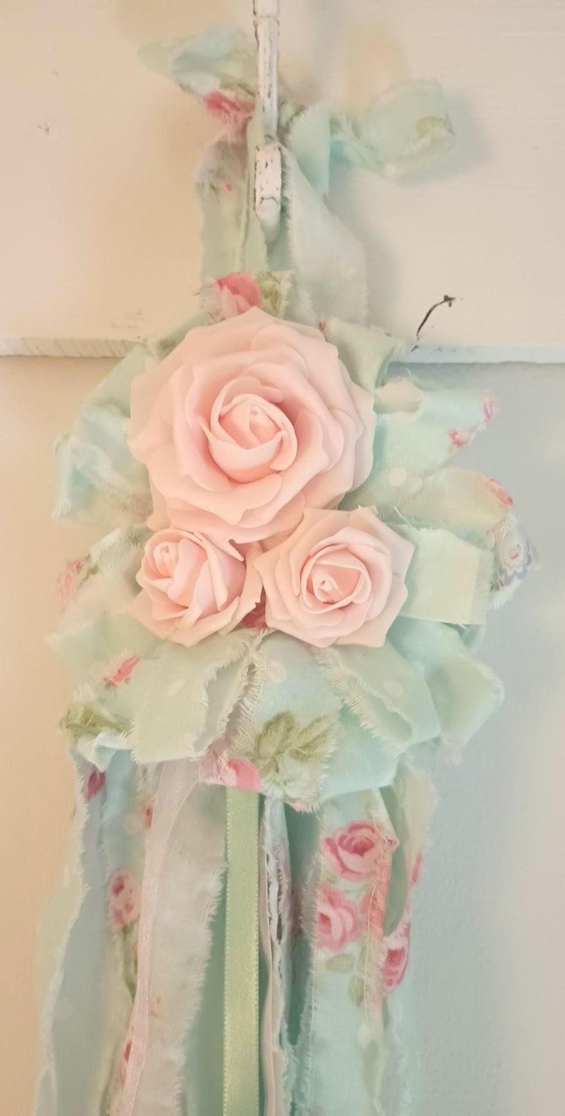 Rag Bows Shabby French Farmhouse Cottage Mint Rose Bow, Cottage Bow ...