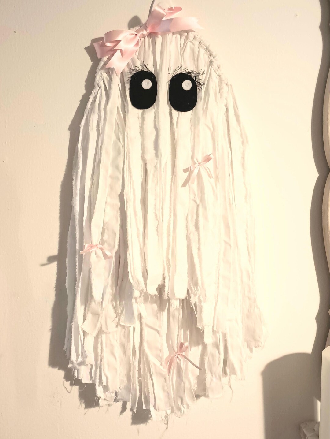 Halloween Shabby Chic Pink Bow Rag Ghost, Pink Bow Ghost, Pink ...