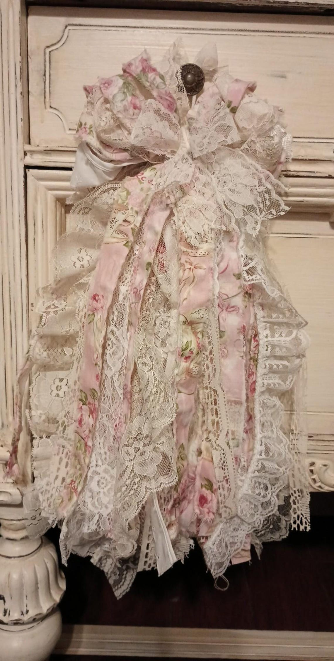 Lace Bows Shabby Chic Tea Party Pink White & Cream Bow, Cottage,chic ...