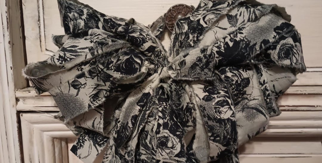 Rag Bows Moody Rose Toile Rag Bow, Rustic Bow, Toile Bow, Wall Decor ...