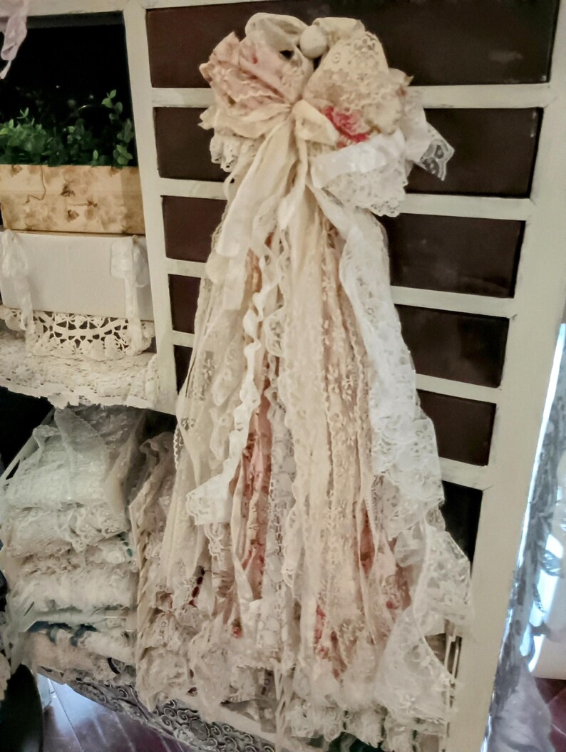 Lace Bows-luxury Edition Shabby Tea Party Cottage Pink White and Cream ...