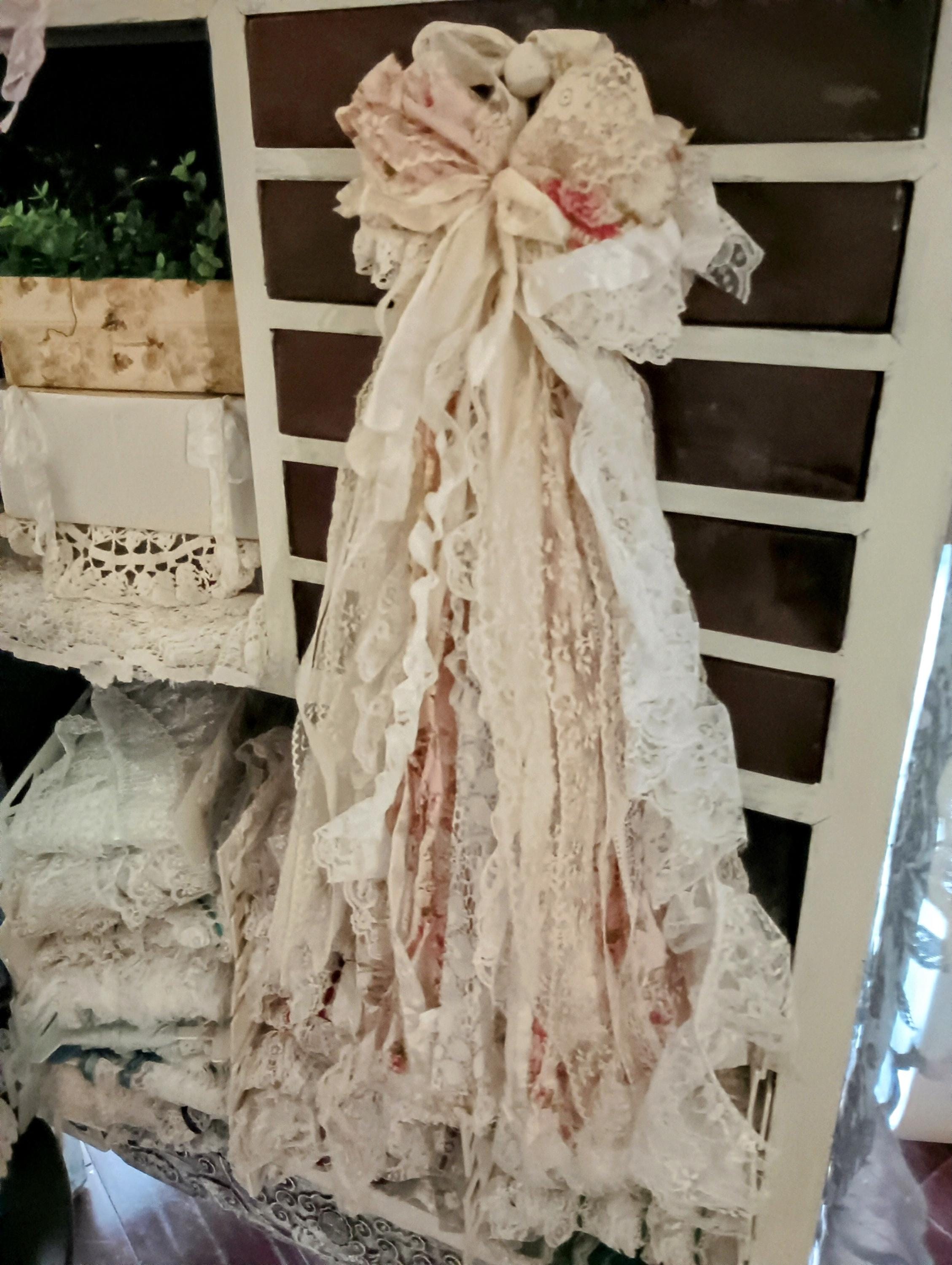 Lace Bows-luxury Edition Shabby Tea Party Cottage Pink White and Cream ...