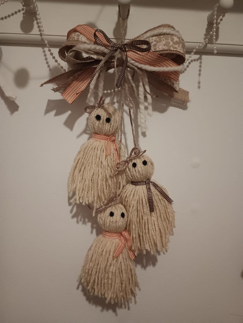 Halloween Farmhouse Ghost Bow, Rustic Bow, Farmhouse Bow, Decor Wreath ...