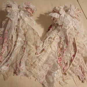 Lace Bows Shabby Chic Tea Party Pink White & Cream Bow, Cottage,chic ...