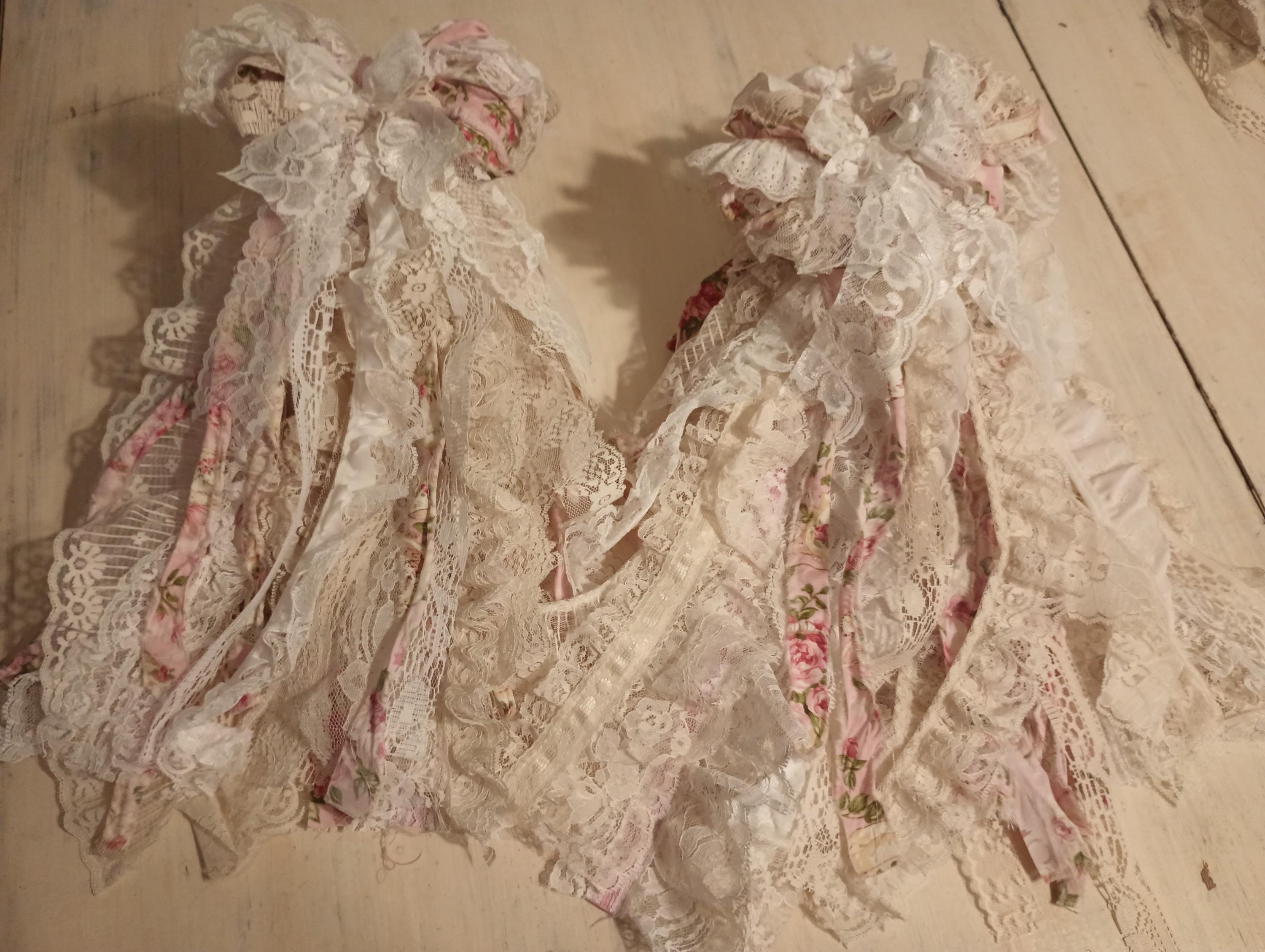 Lace Bows Shabby Chic Tea Party Pink White & Cream Bow, Cottage,chic ...