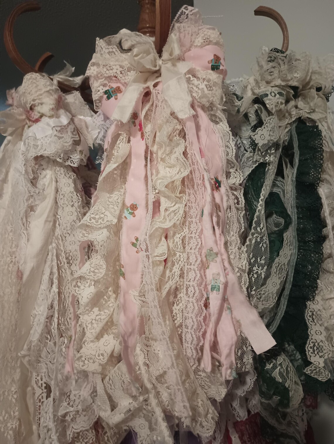 Lace Bows-shabby Pink Gingerbread Cuties and Cream Bow,rag Bow,holiday ...