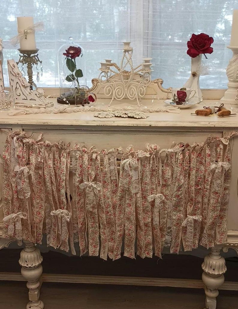 Garland- "prairie Rose" Drop Rag Garland, French Country, Cottage ...