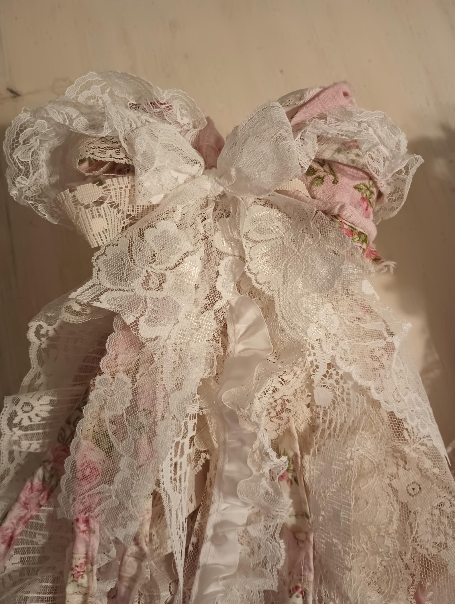 Lace Bows Shabby Chic Tea Party Pink White & Cream Bow, Cottage,chic ...