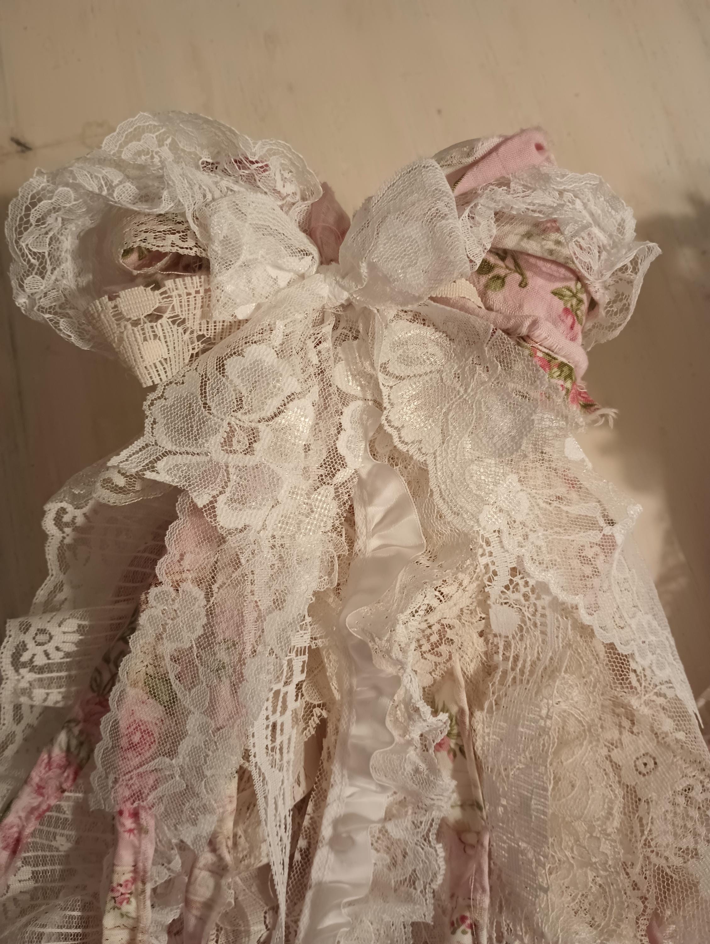 Lace Bows Shabby Chic Tea Party Pink White & Cream Bow, Cottage,chic ...