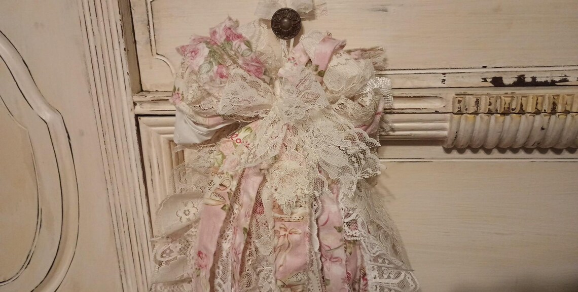 Lace Bows Shabby Chic Tea Party Pink White & Cream Bow, Cottage,chic ...