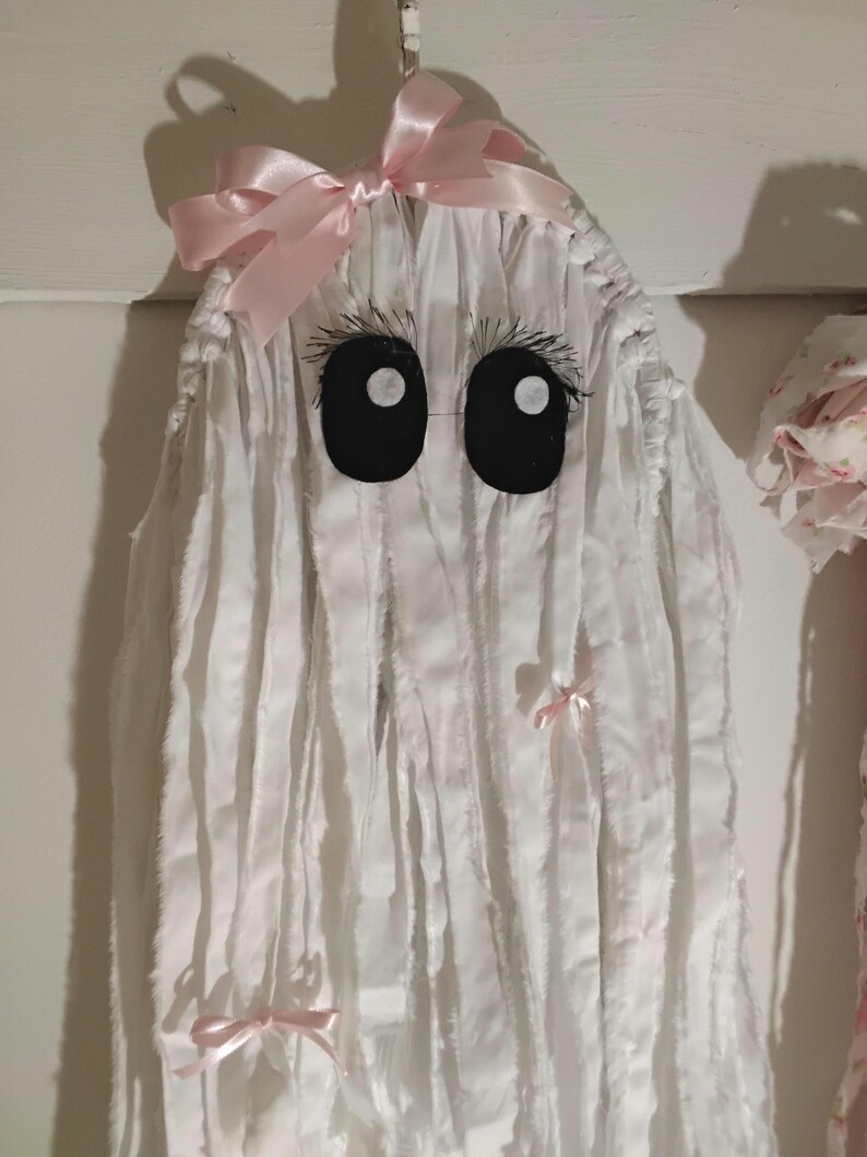 Halloween Shabby Chic Pink Bow Rag Ghost, Pink Bow Ghost, Pink ...