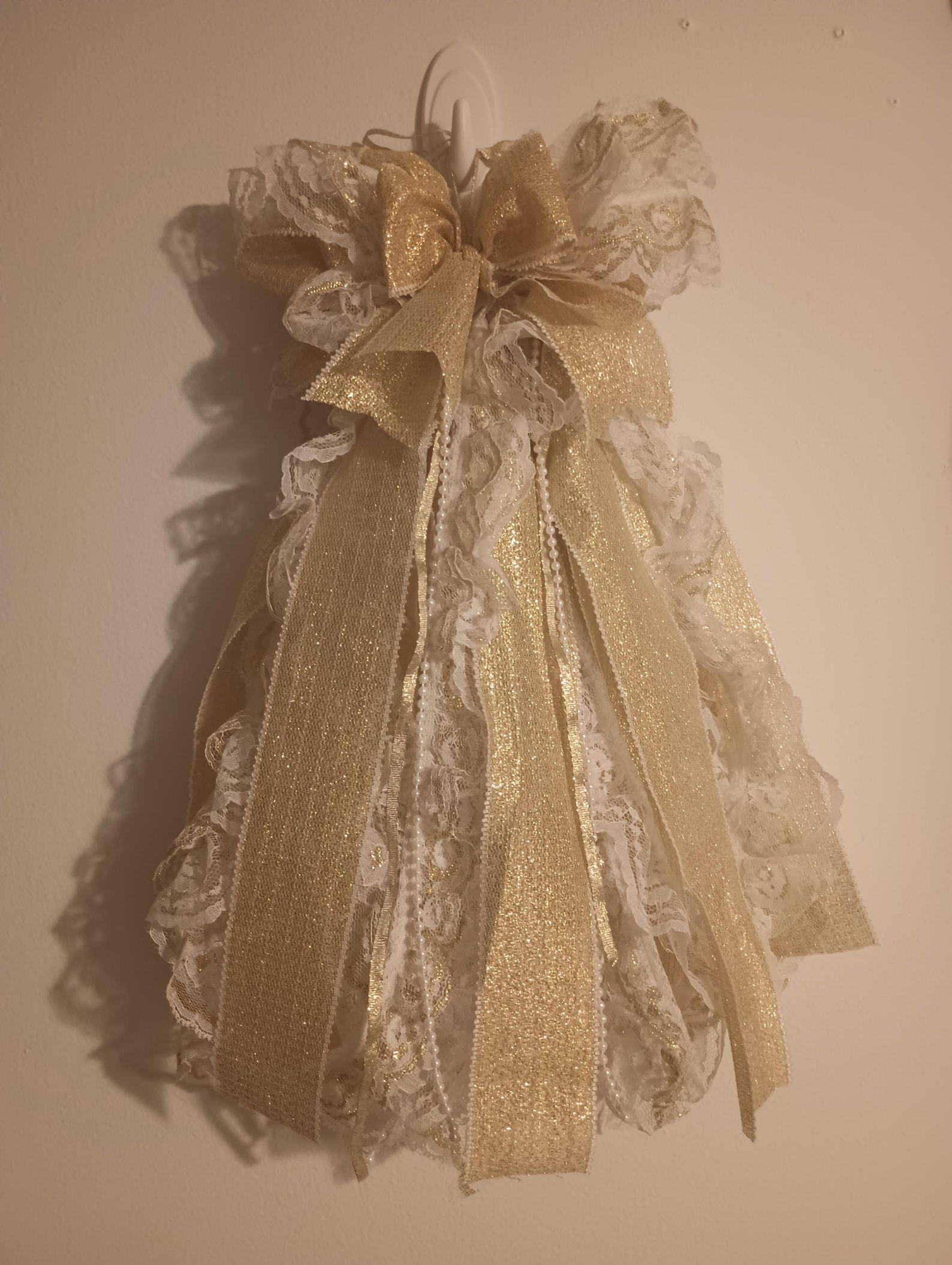 Lace Bows Shabby Chic Gold Ribbon Lace Bows, Mantle Decor Bow - Etsy