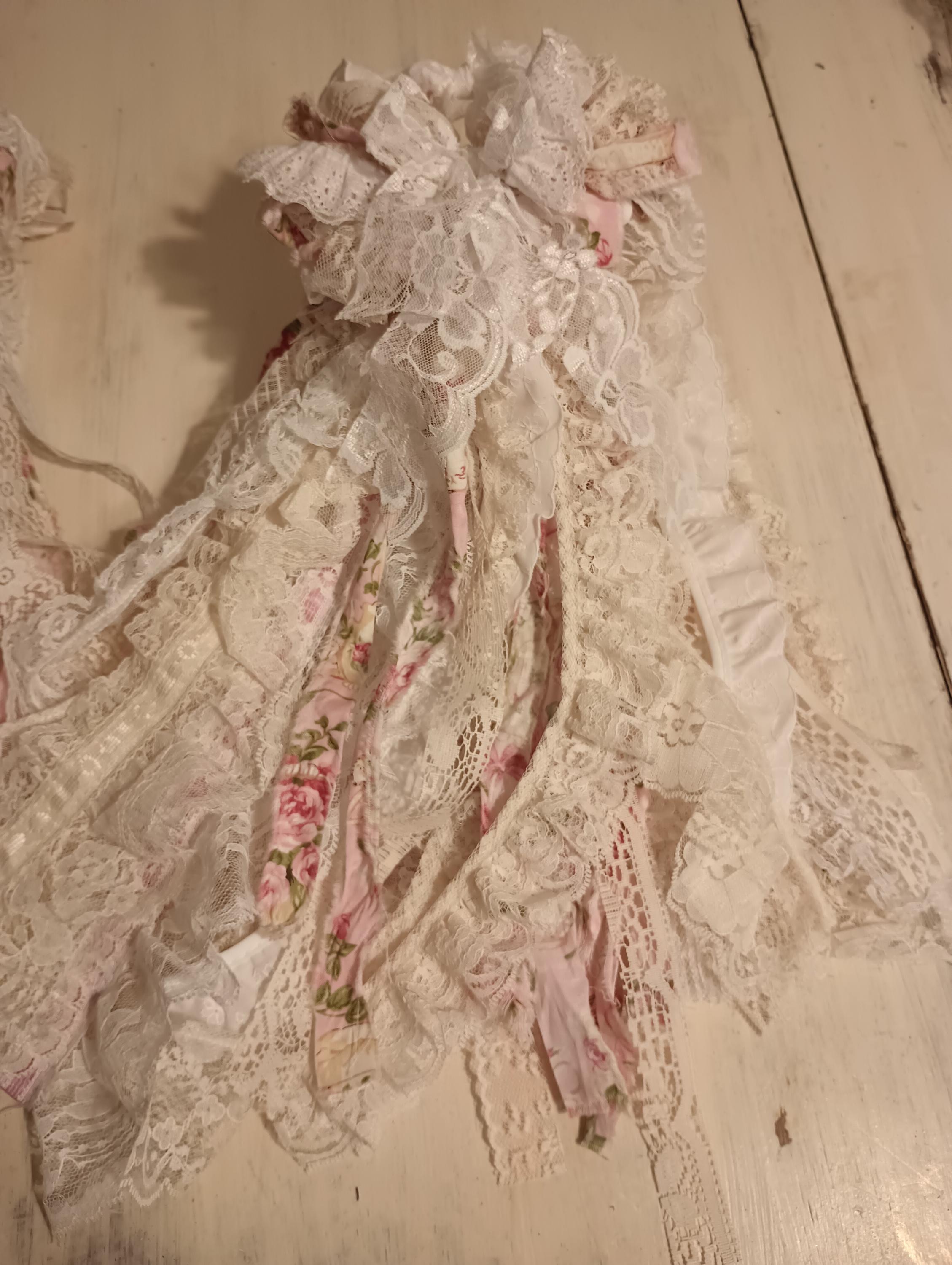 Lace Bows Shabby Chic Tea Party Pink White & Cream Bow, Cottage,chic ...
