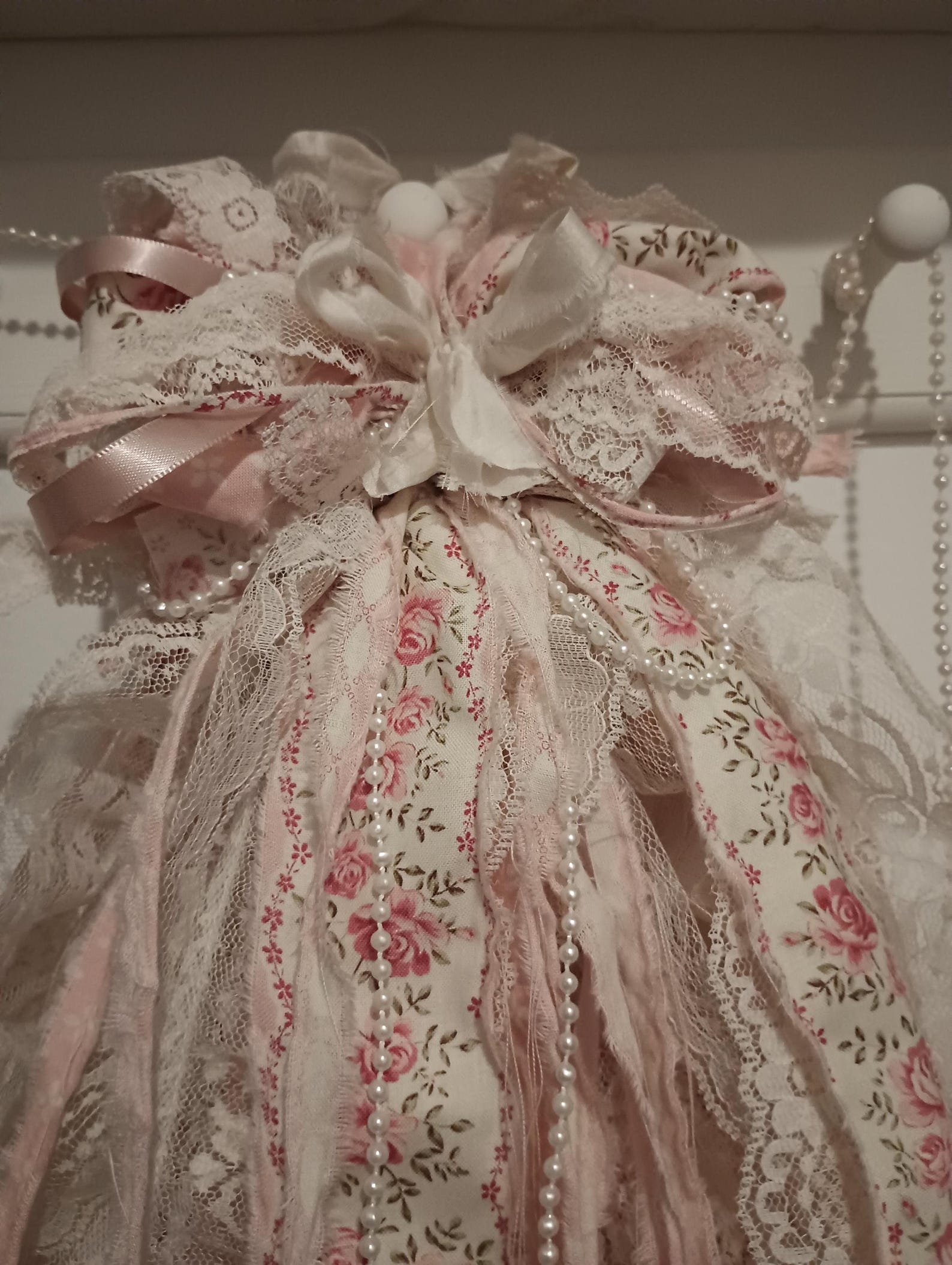 Lace Bows-shabby Chic French Farmhouse Cottage Pink Rose Bow,rag Bow ...