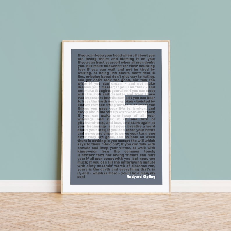 IF Poem by Rudyard Kipling. Poster Wall Art Print - Etsy