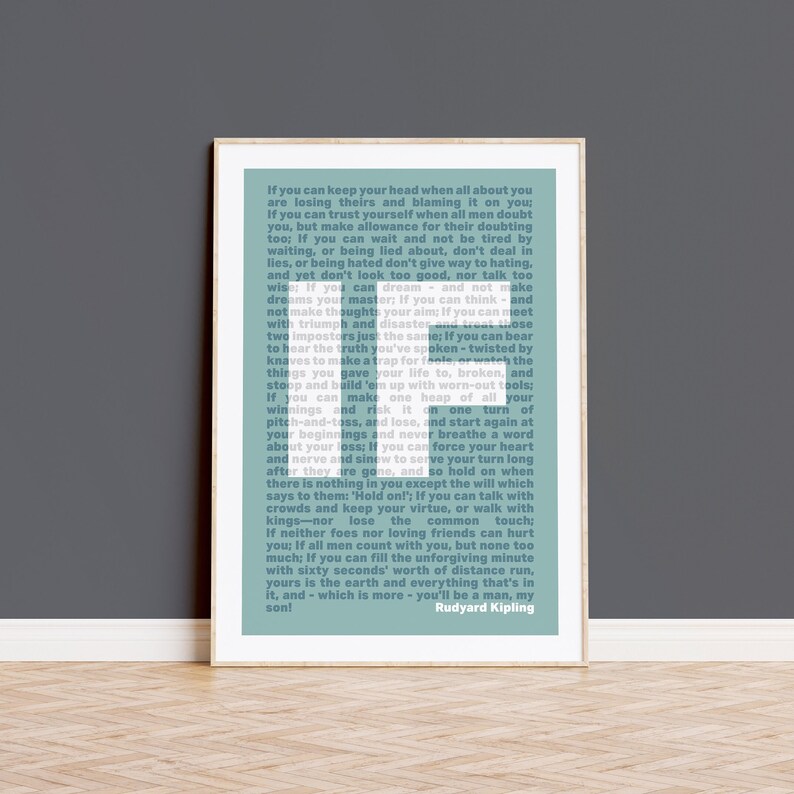 IF Poem by Rudyard Kipling. Poster Wall Art Print - Etsy