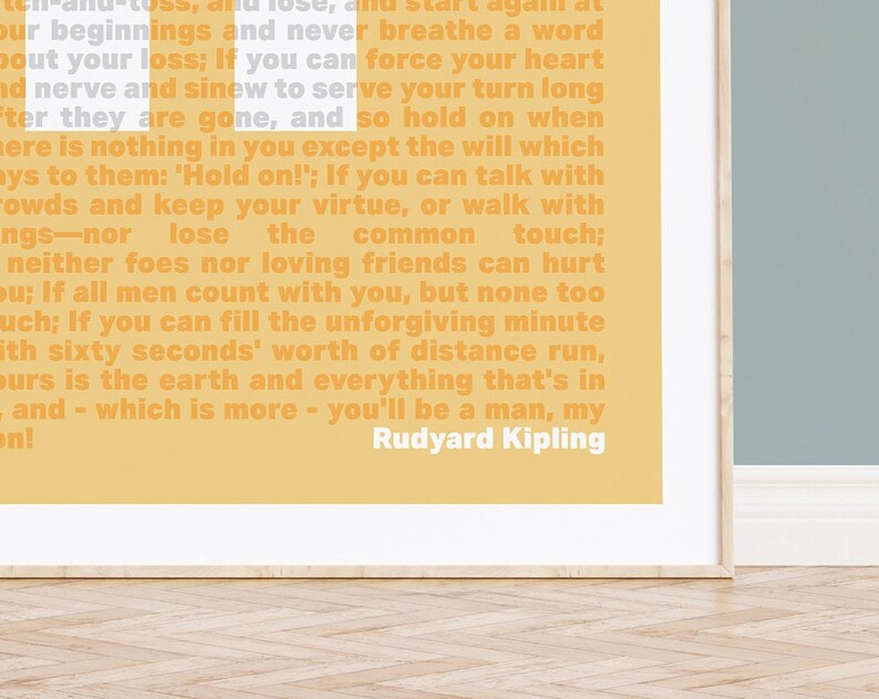 IF Poem by Rudyard Kipling. Poster Wall Art Print - Etsy