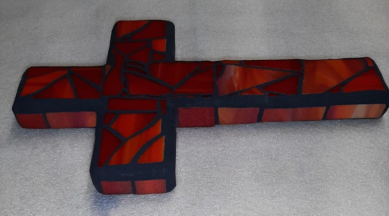 Red Stained Glass Cross - Etsy