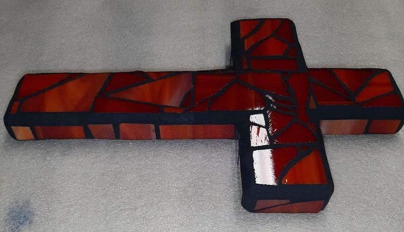 Red Stained Glass Cross - Etsy