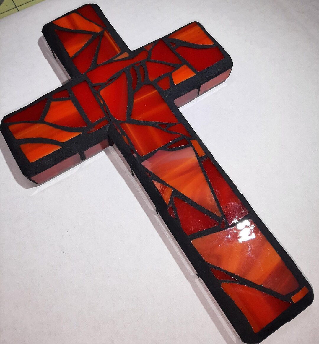 Red Stained Glass Cross - Etsy