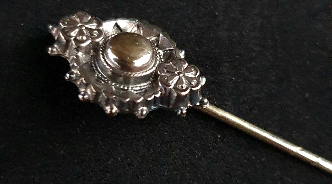 Victorian Silver Stock (stick, Tie or Lapel) Pin With Bright Cut and ...