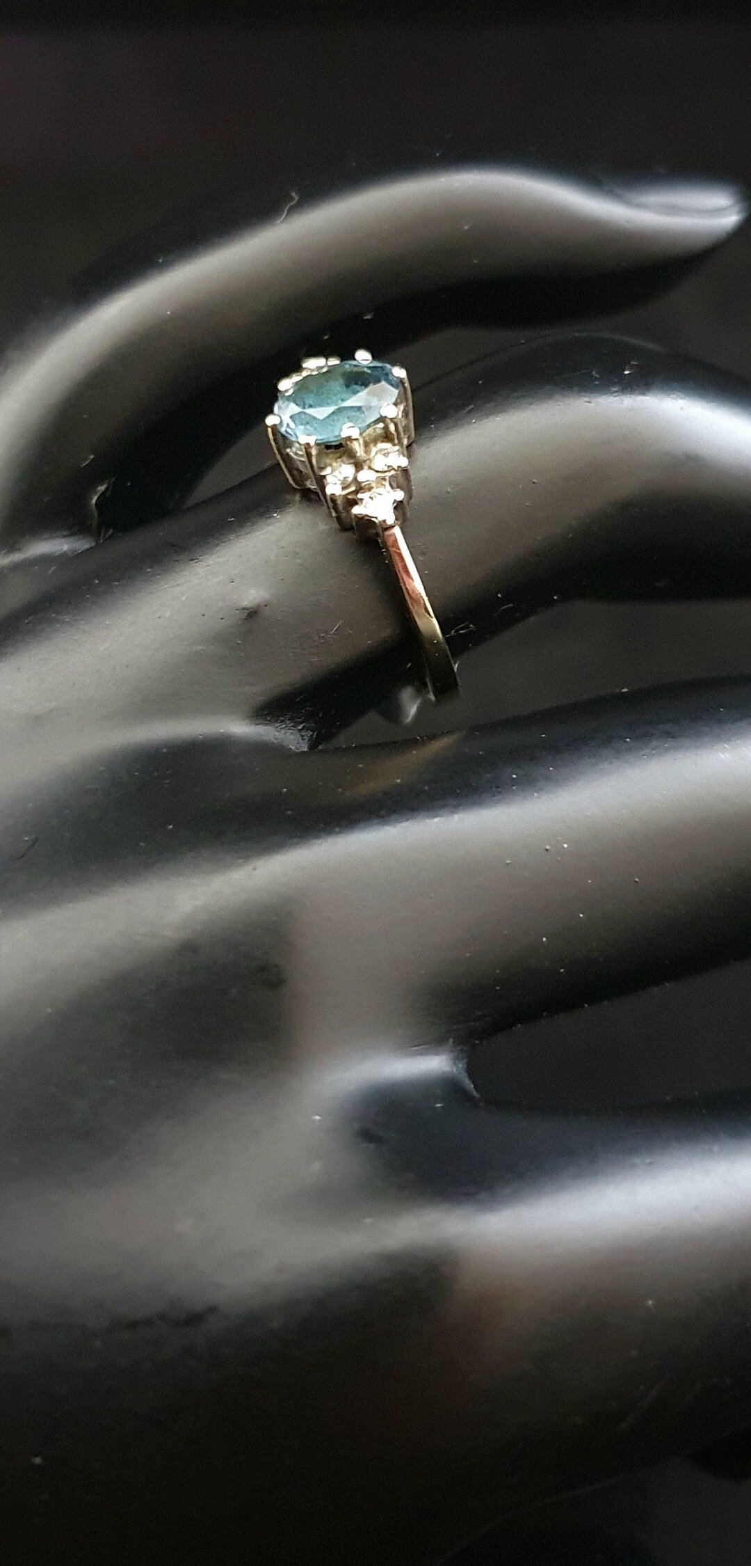 9ct Gold Blue Stone and Diamond Ring, Size M London, 1989 - Etsy