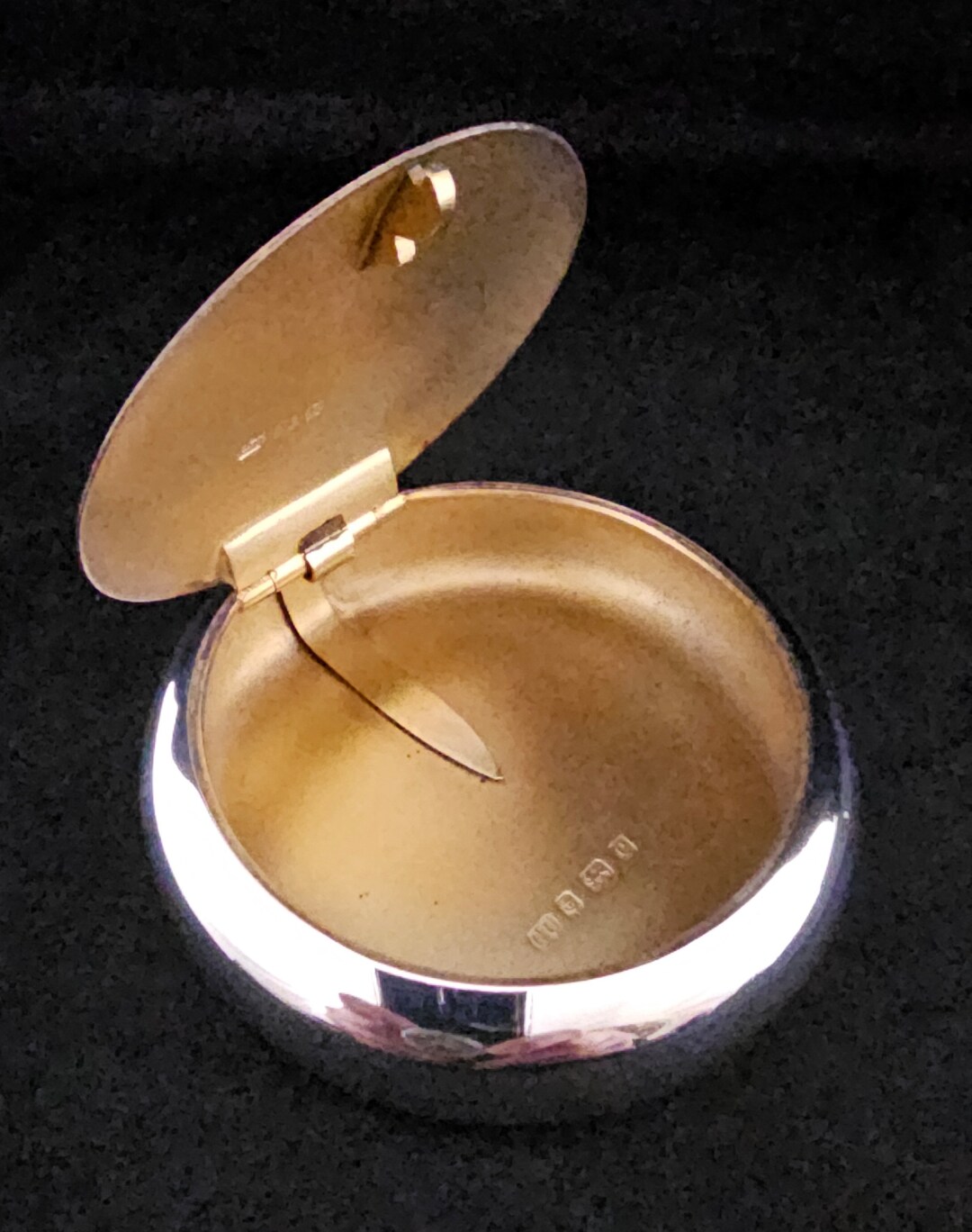 Sterling Silver Tobacco, Snuff or Other Box, Gilt Interior, Flush ...