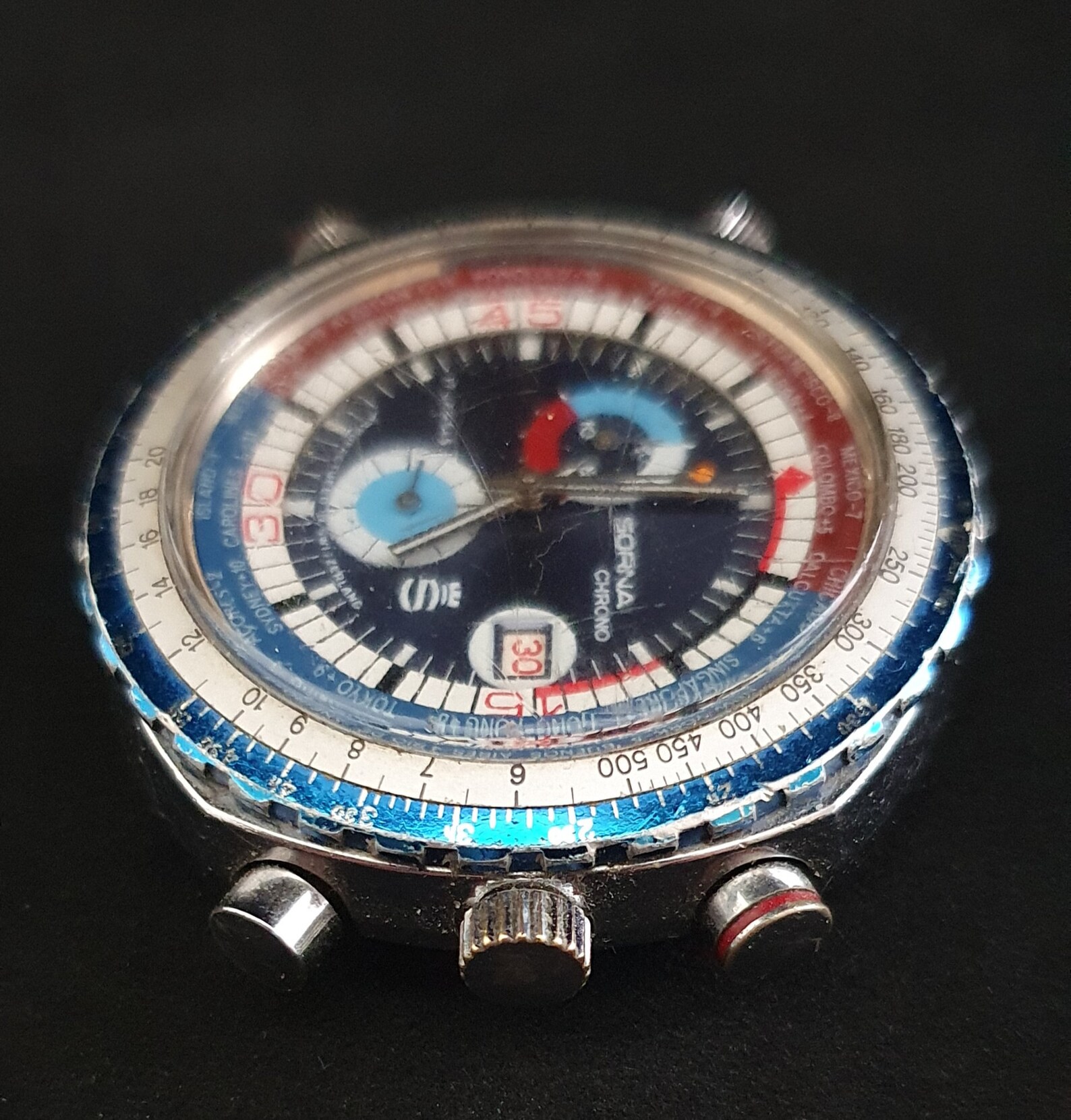 Vintage Sorna Worldtimer Chronograph Circa 1972 Serviced - Etsy