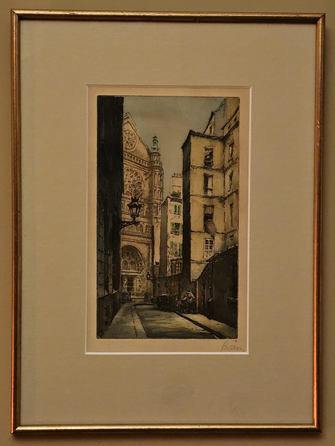 Original Marcel Julian Baron (1872-1956) Hand Tinted Etching, Monmartre ...