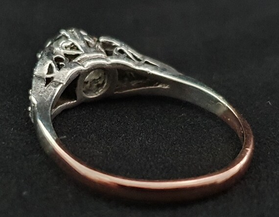 Vintage 9ct Gold and Silver White Stone Ring, Size O - Gem