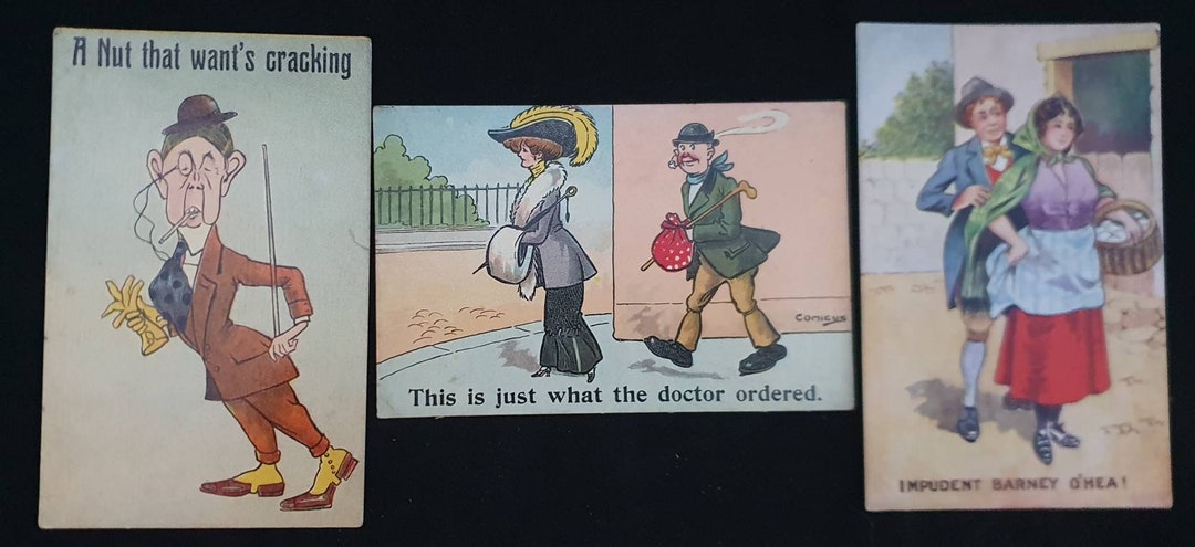 Three Unused Early 20th Century Cartoon, Humorous, Postcards - Etsy