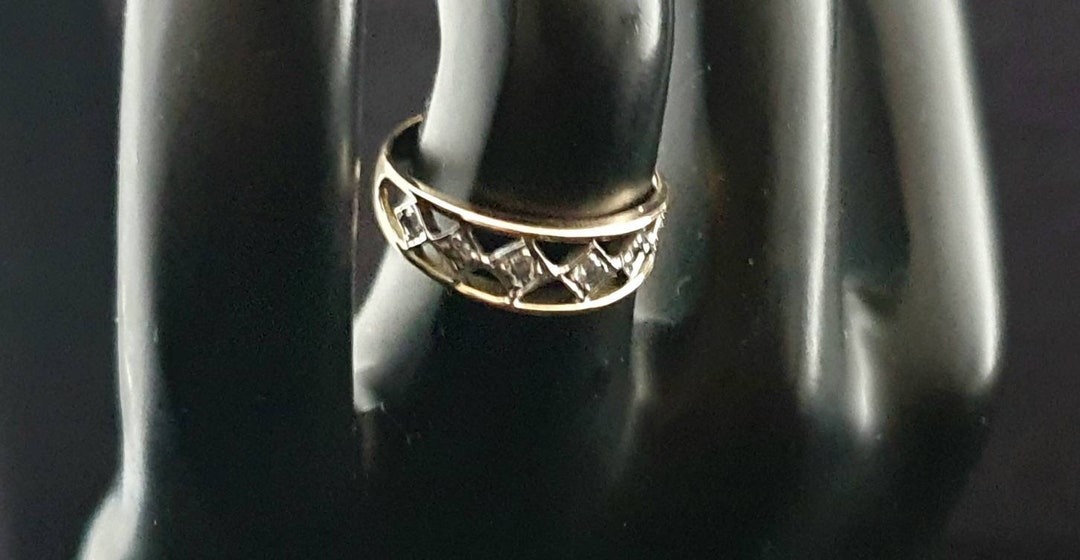 Vintage 14ct Gold, Six Stone, Diamond Ring, Size L 3/4 or US Size 6 ...