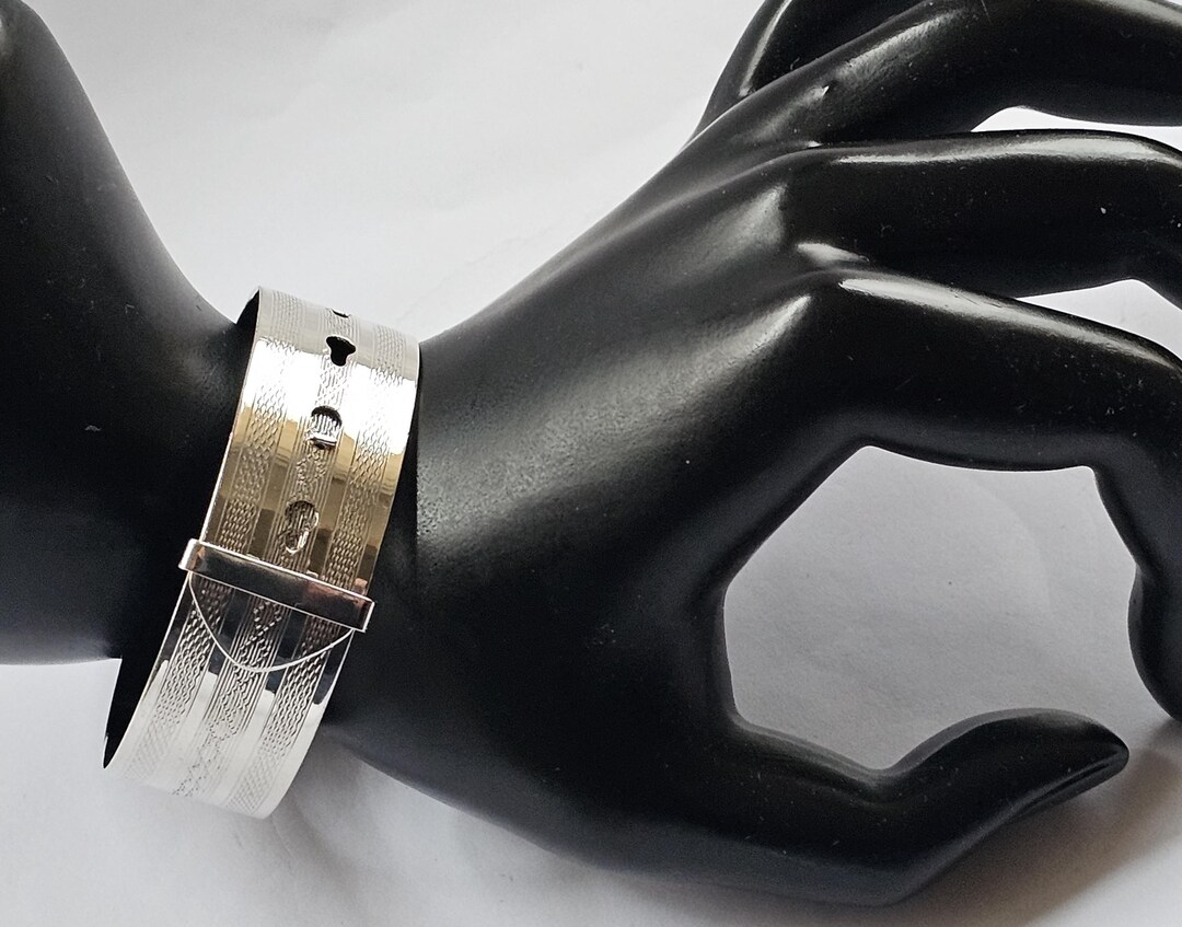 Charles Horner Sterling Silver Bracelet or Bangle, Engine Turned ...