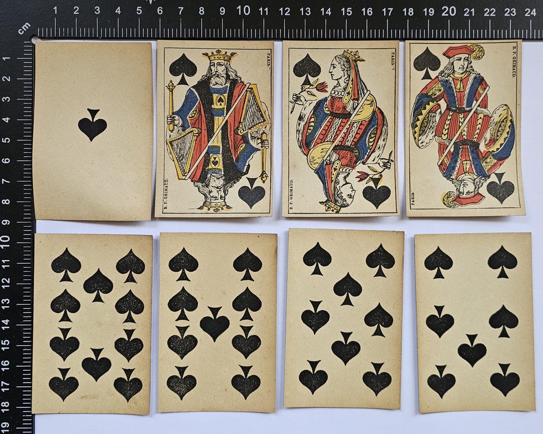 Rare Antique Grimaud Playing Cards, Complete Piquet 32 Card Deck, Paris ...