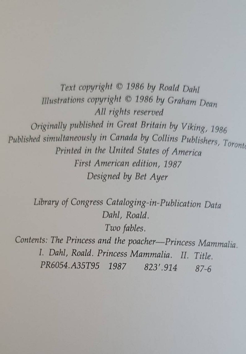 First Edition Roald Dahl, "two Fables", 1986 - Etsy UK