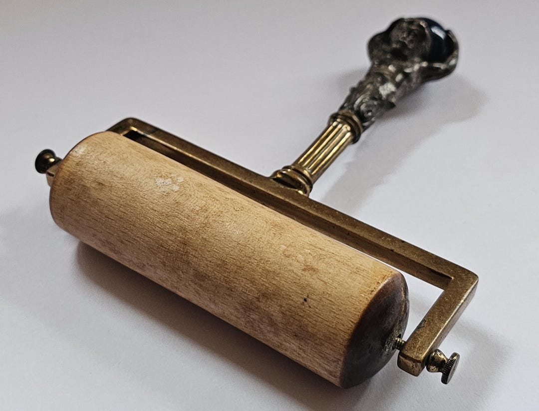 Victorian Ink Blotter or Roller; Brass, Specter, Wood and Glass; Late ...