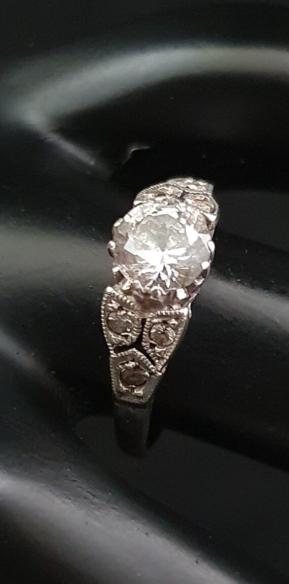 Vintage 9ct Gold and Silver White Stone Ring, Size O - Gem