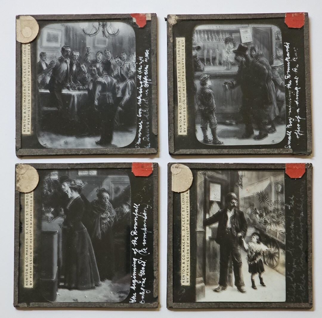 Set of Four Magic Lantern Slides for Temperance or Abstinence Circa ...