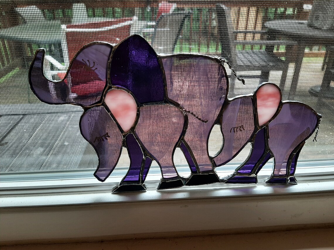 Stained Glass Elephants (multiple Options) - Etsy