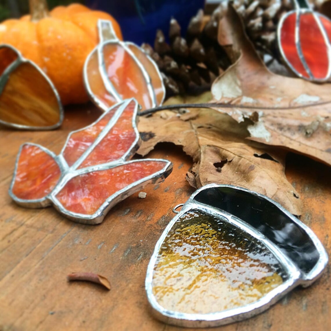 Small Fall Stained Glass Pieces - Etsy