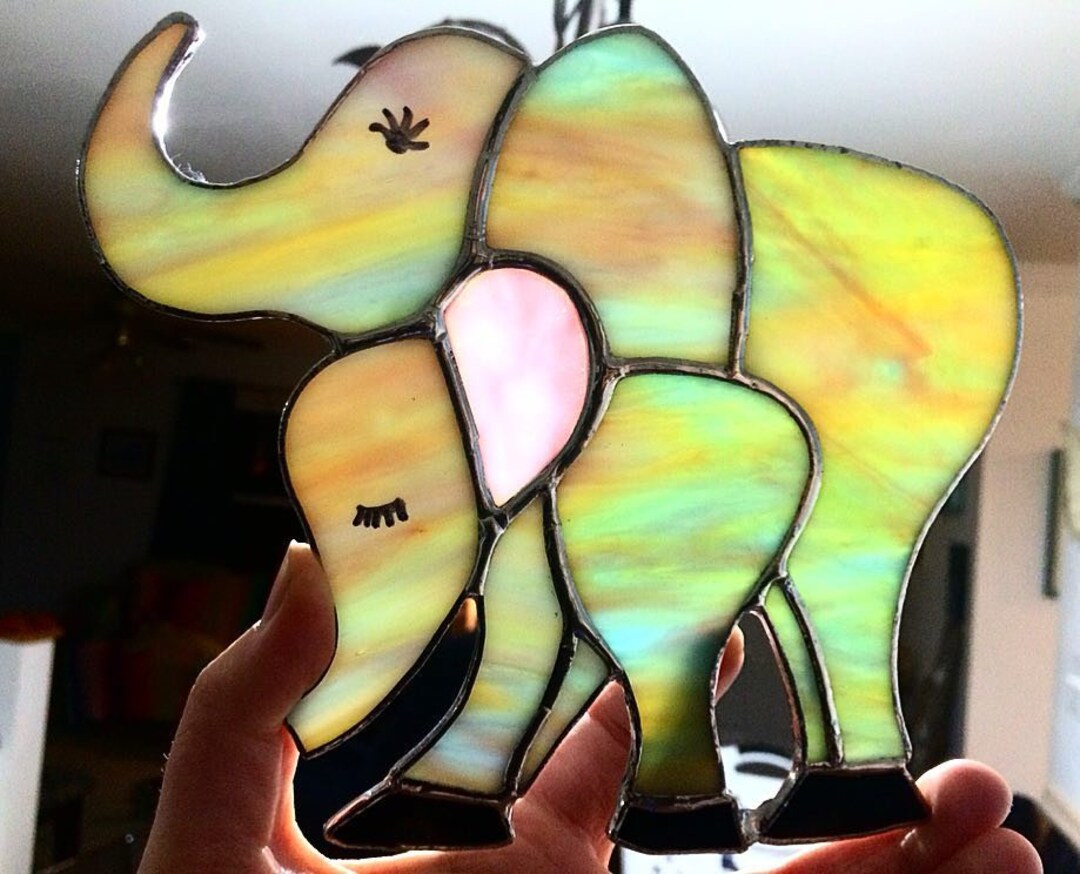 Stained Glass Elephants (multiple Options) - Etsy