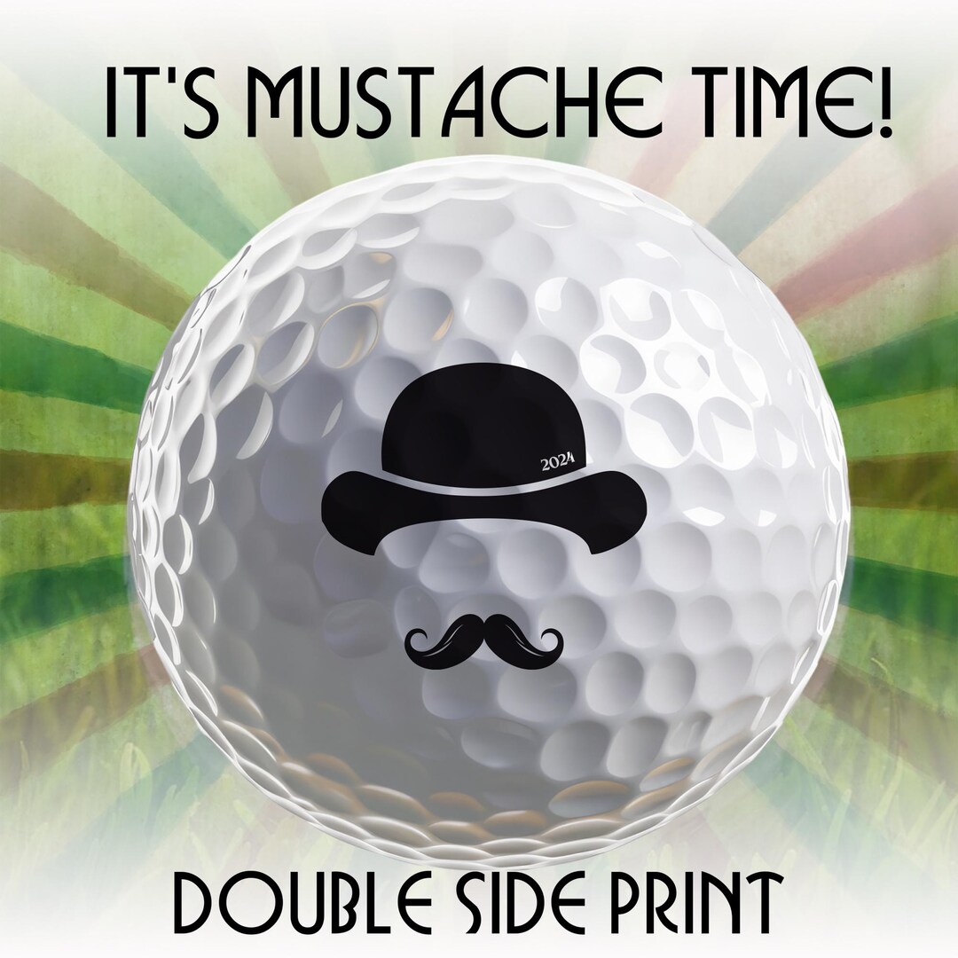3 Mustache Design Golf Balls With Double Print. Pack of 3 Golf Balls ...