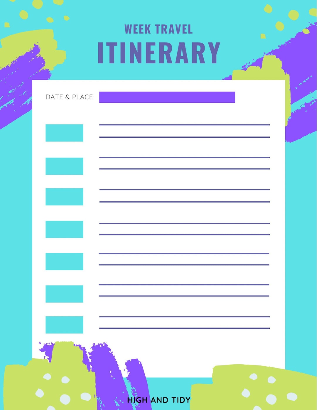 7-day Digital Travel Itinerary Template - Etsy