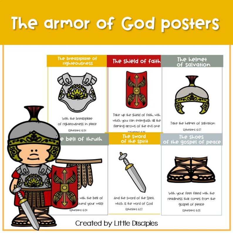 Armor of God Posters for Kids - Bible Verse Wall Art - Christian ...