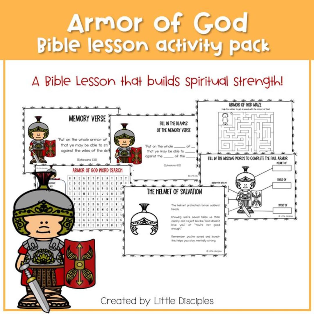 Armor of God Printable Activity Pages for Kids Bible Lesson Sunday ...